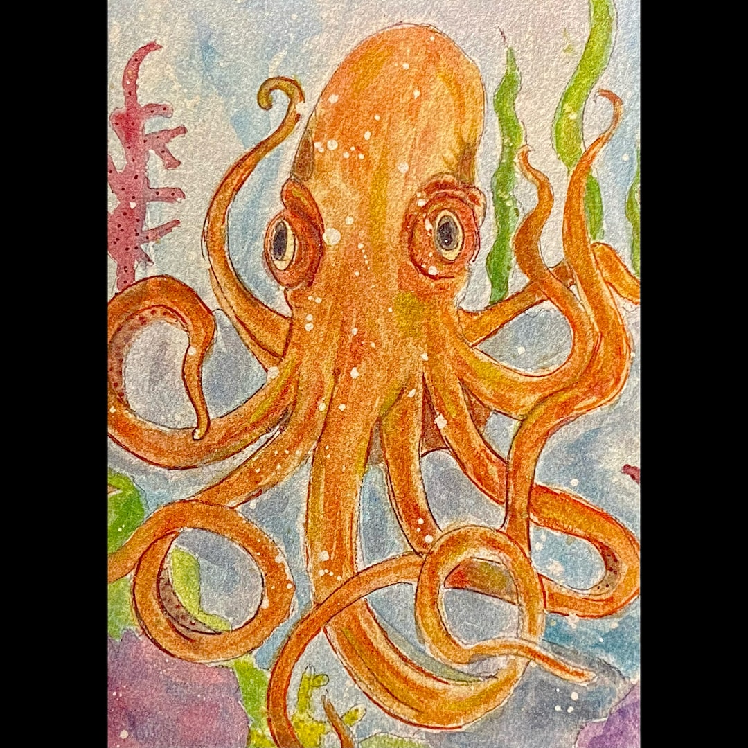 OCTOPUS Folded Note Card With Envelope| Octopus Greeting Card Handmade ...