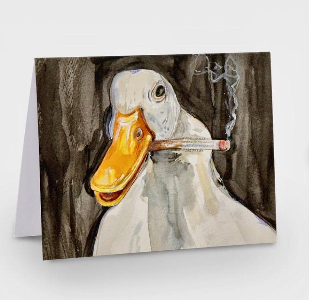 Sassy Duck Folded Note Card With Envelope Lizard Greeting Card Handmade ...