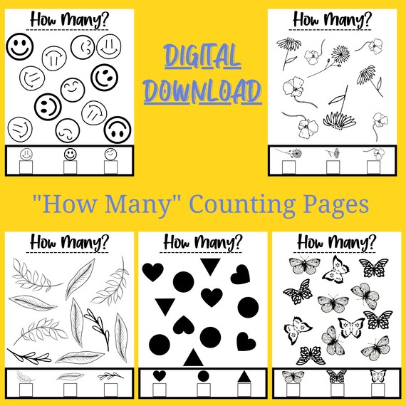 How Many Counting Pages Digital Download Counting Skill | Etsy