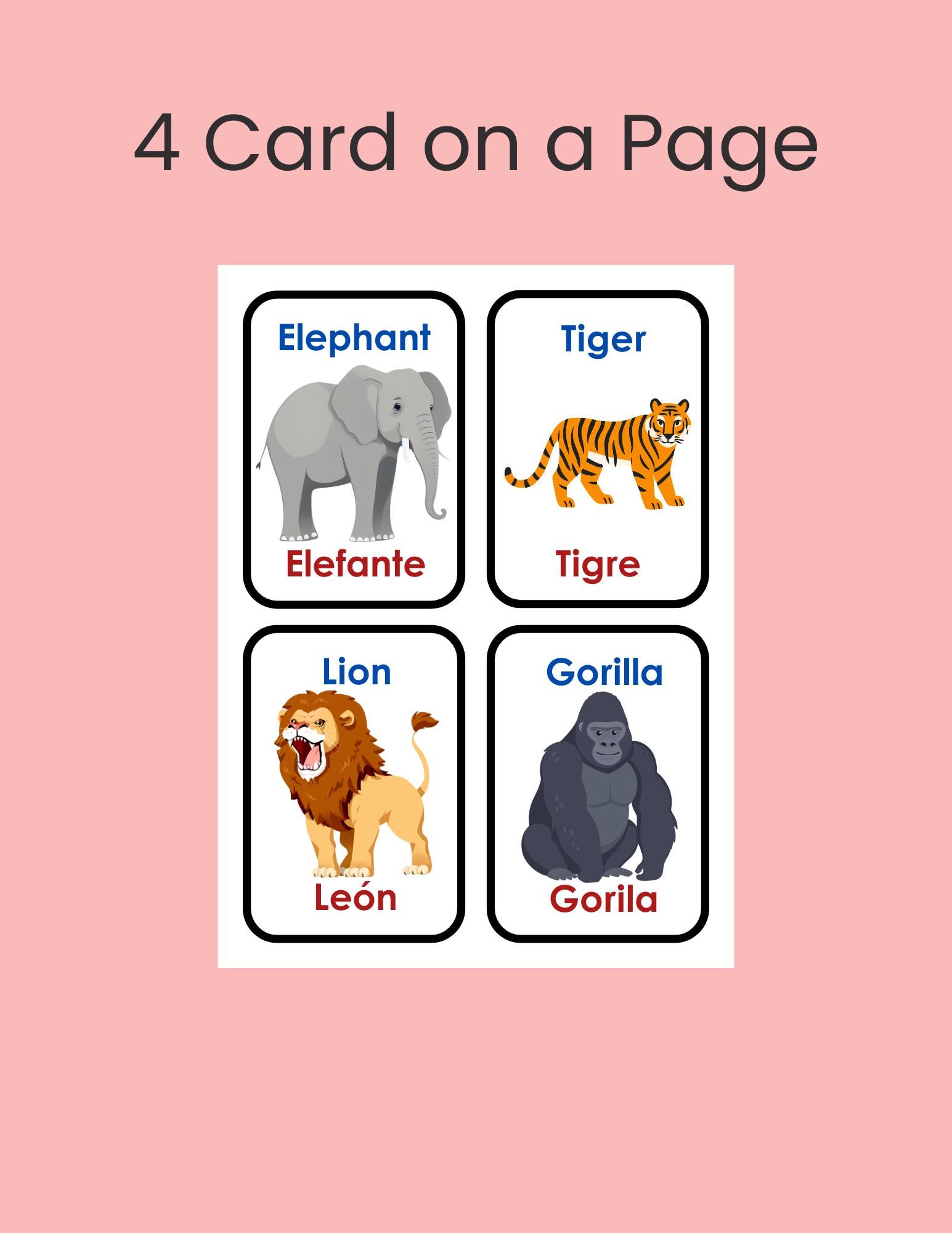 English Spanish Animal Flashcards | Bilingual Learning (PDF Download ...