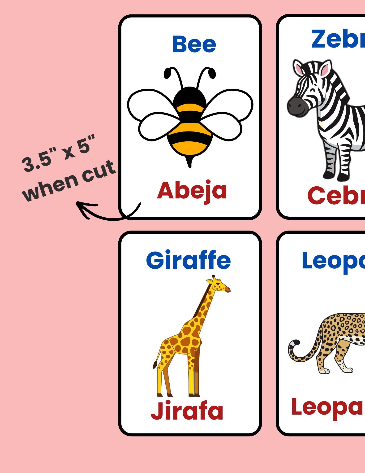 English Spanish Animal Flashcards | Bilingual Learning (PDF Download ...