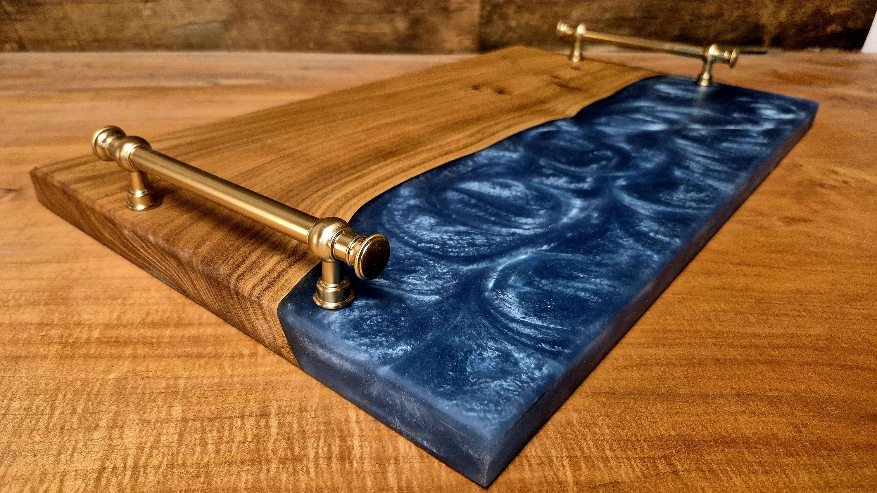 Elm and Blue Epoxy Serving Tray/platter - Etsy