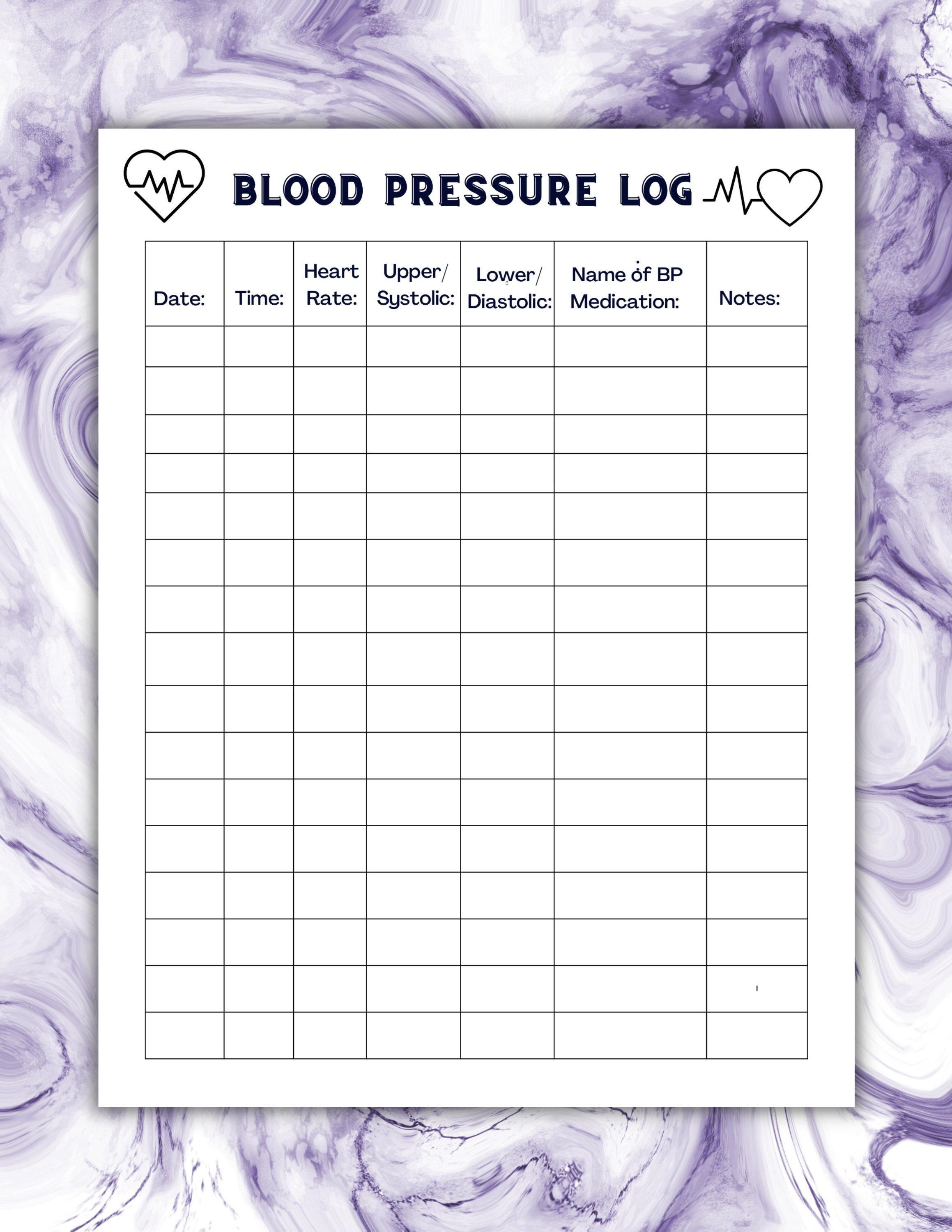 Blood Pressure Log - Etsy