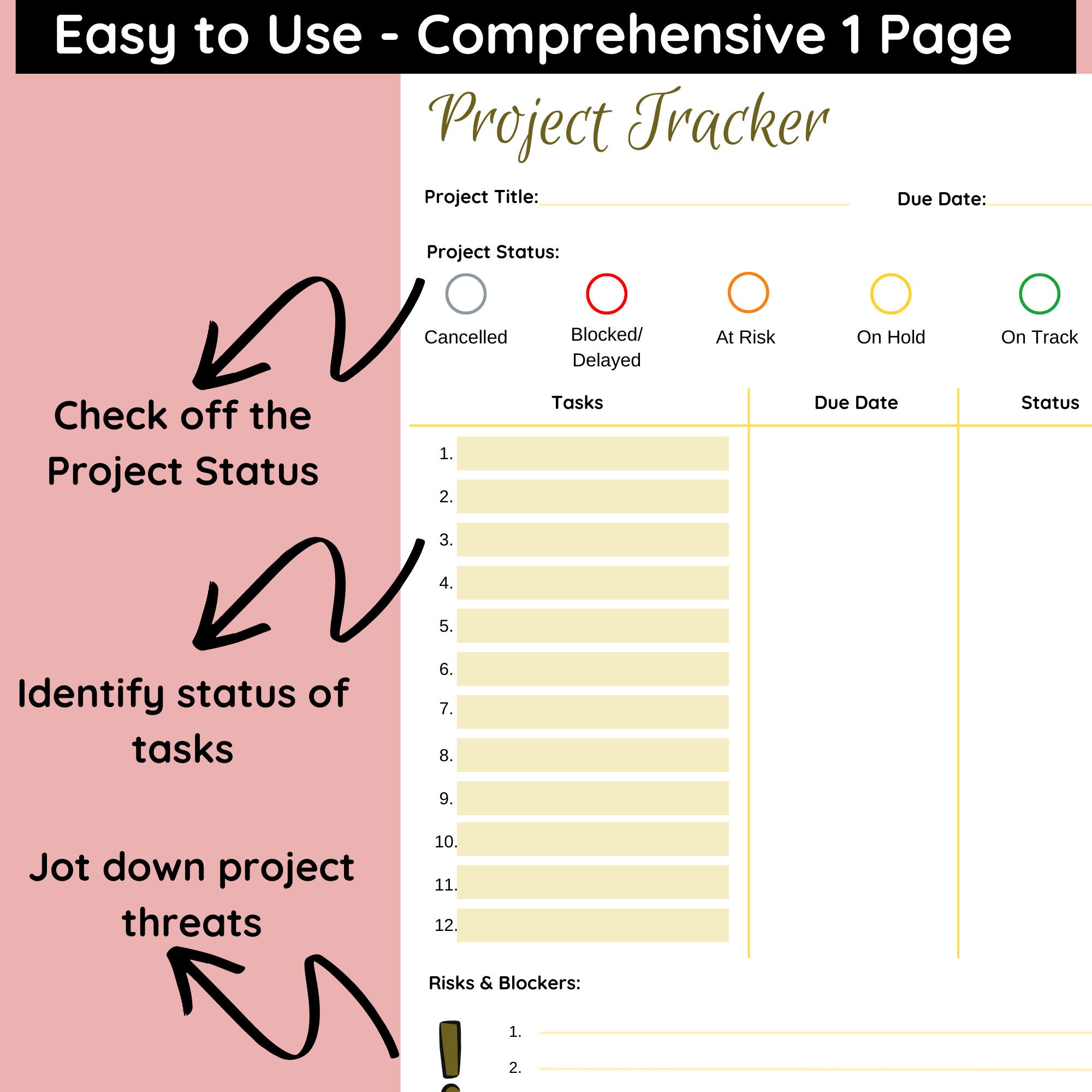 Project Tracking Pdf | Digital Project Tracker Template | Project ...