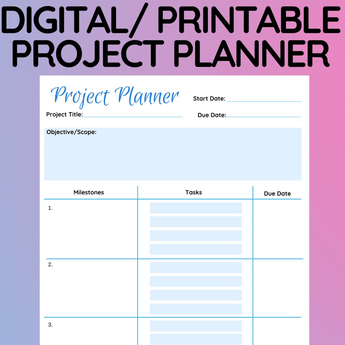 Project Planning Pdf | Digital Project Planner Template | Project ...