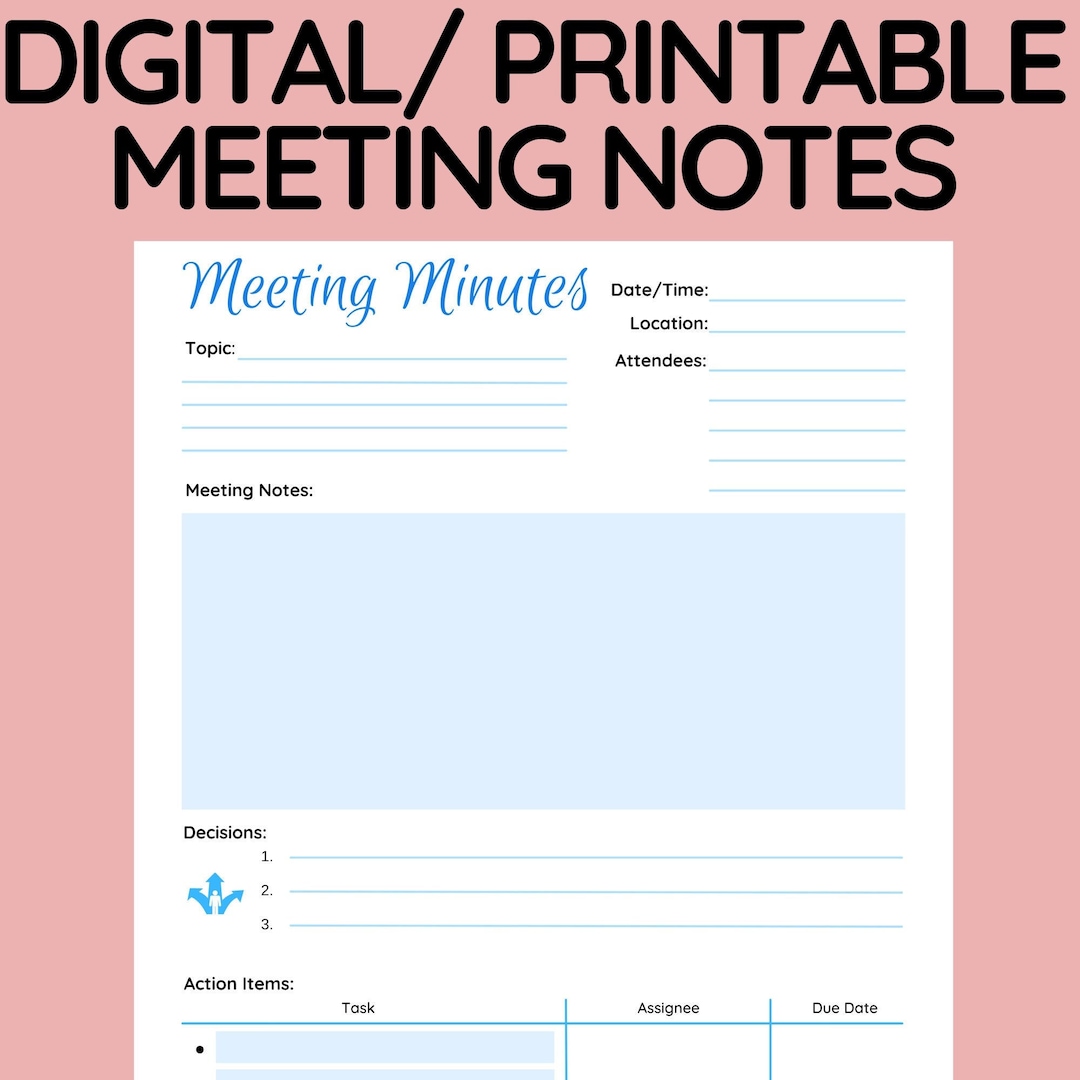 Meeting Notes Pdf, Meeting Notes, Meeting Minutes, Meeting Note Taking ...