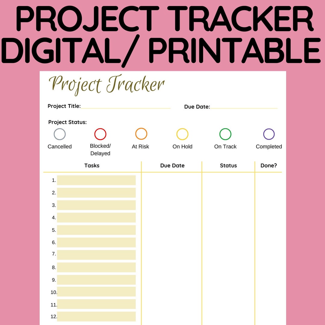 Project Tracking Pdf | Digital Project Tracker Template | Project ...