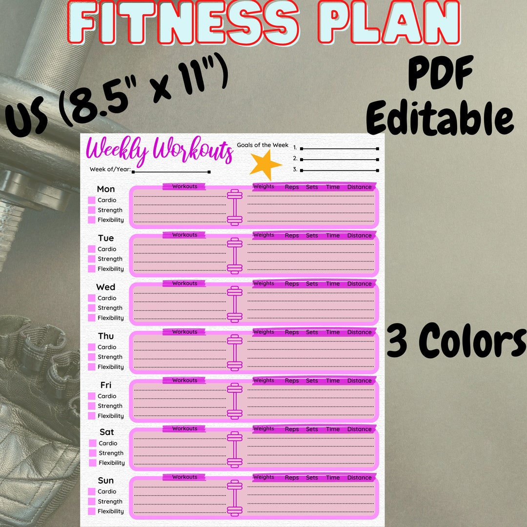 Fitness Planner Digital | Fit Planner | Workout Weekly Plan | Weekly ...