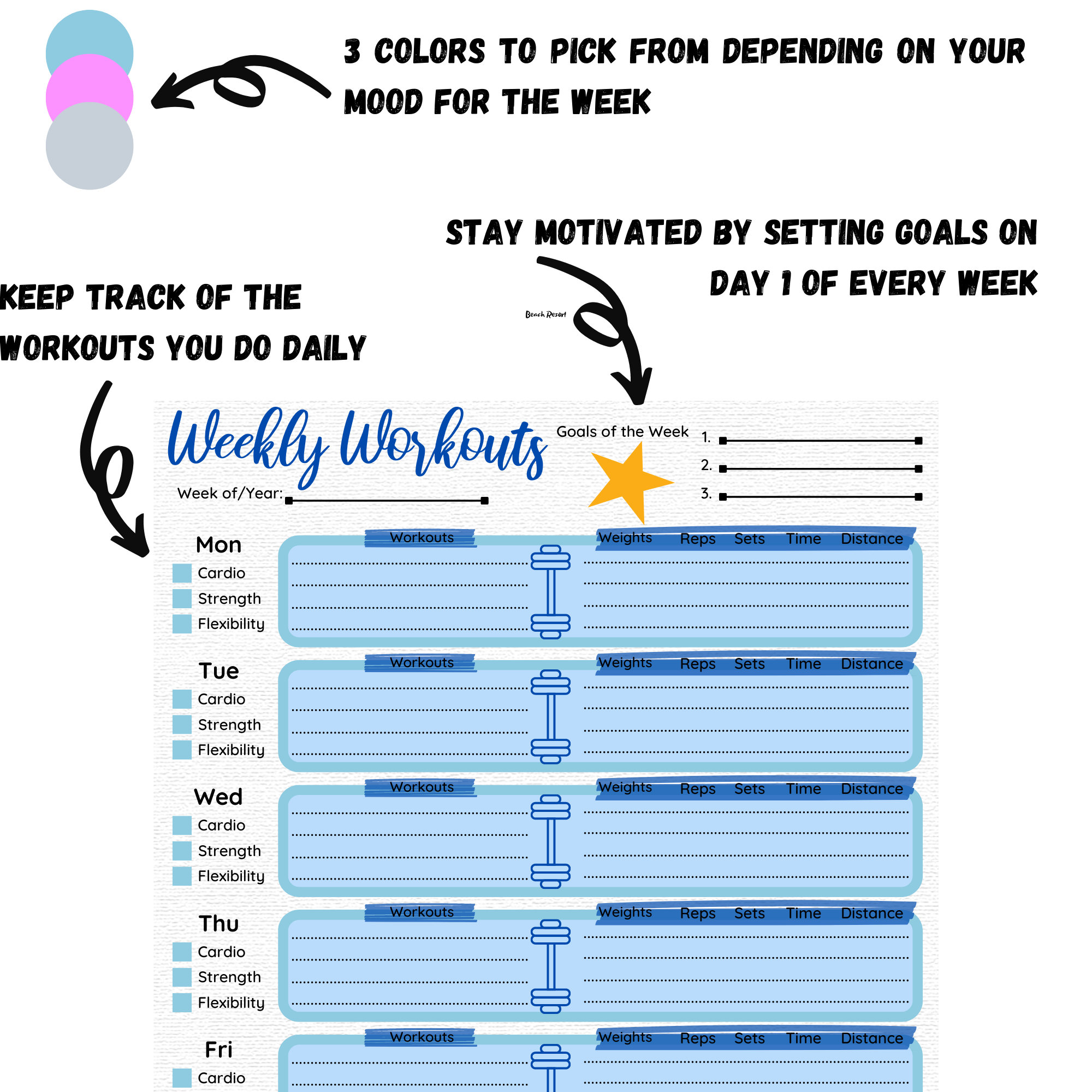 Fitness Planner Digital | Fit Planner | Workout Weekly Plan | Weekly ...