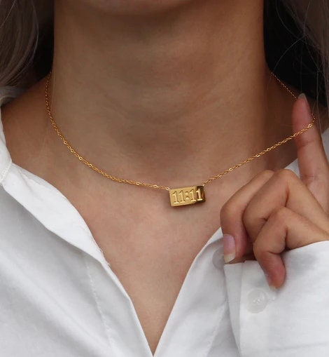 11:11 Angel Number Dainty Necklace 18K Gold Plated Tarnish Free Pendant ...