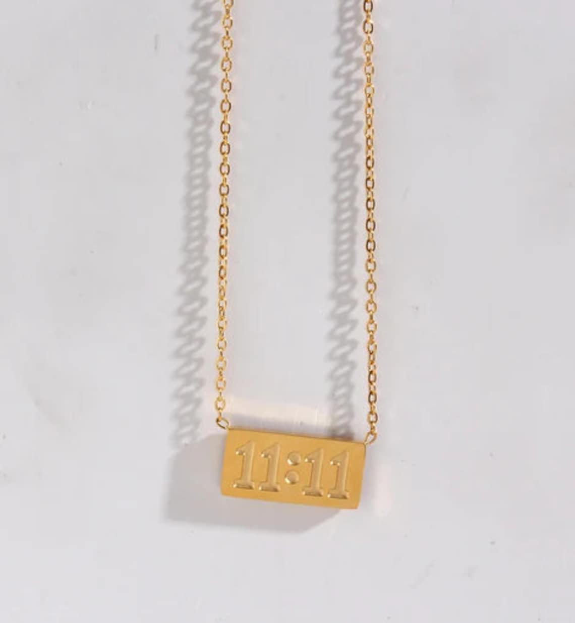 11:11 Angel Number Dainty Necklace 18K Gold Plated Tarnish Free Pendant ...
