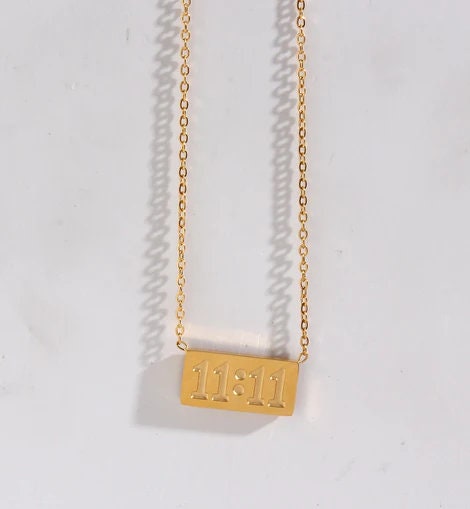 11:11 Angel Number Dainty Necklace 18K Gold Plated Tarnish Free Pendant ...