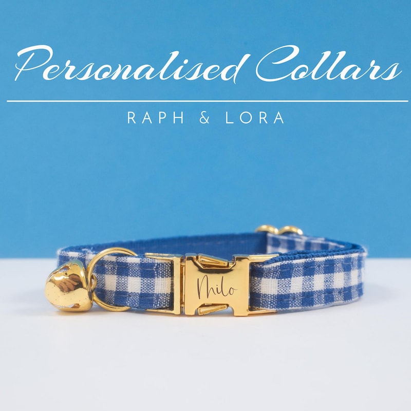 Custom Gingham Cat Collar - Etsy