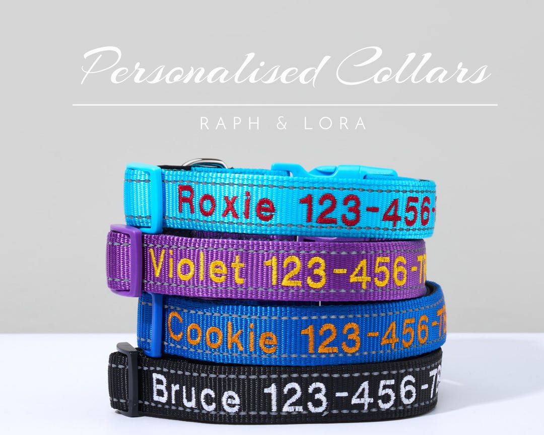 Dog Collar Personalized, Embroidered Dog Collar With Name, Embroidered ...