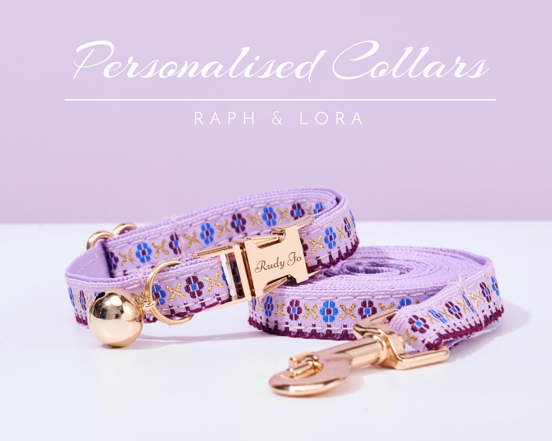 Personalized Purple Cat Collar Leash for Pet Lovers,fancy Engraved ...