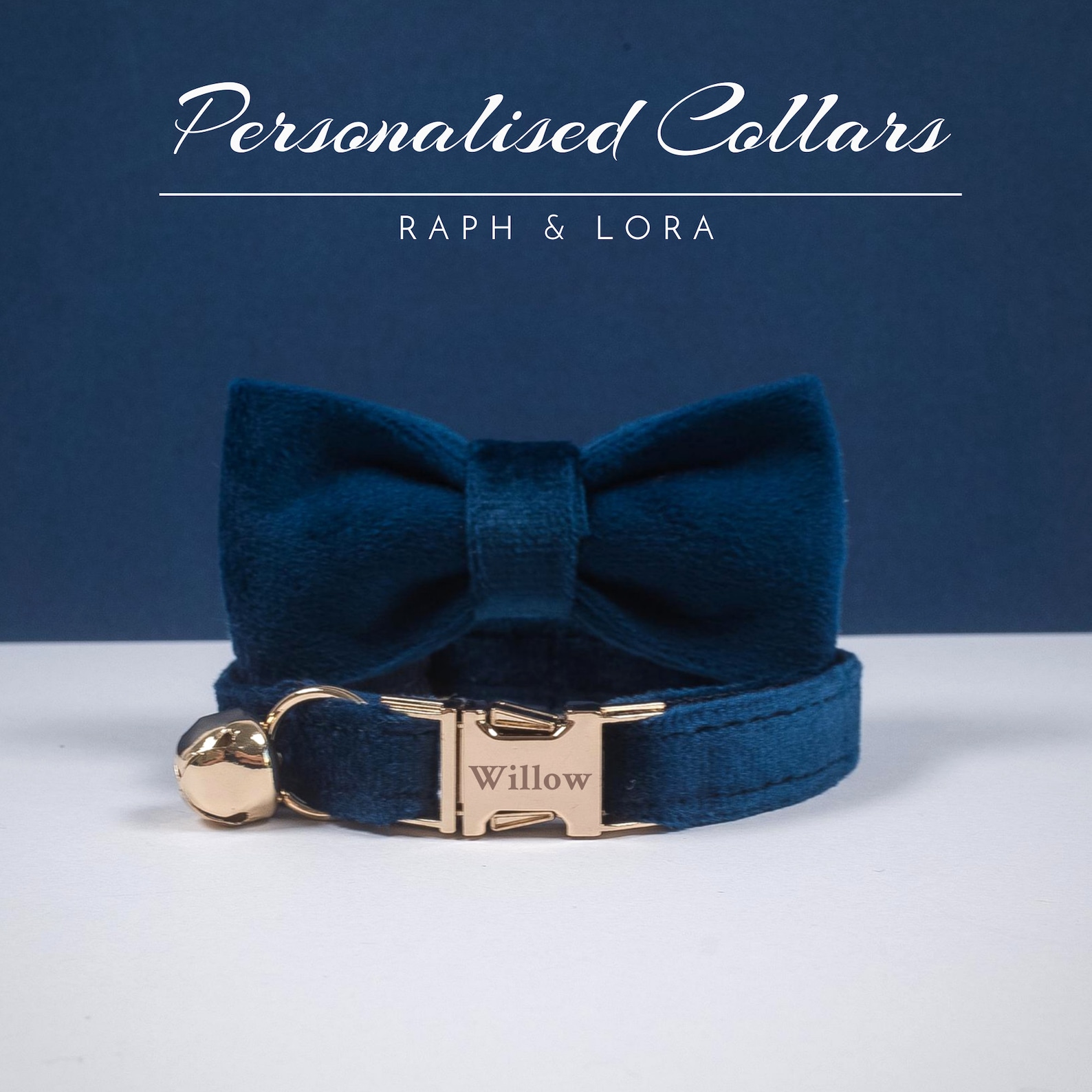 Custome Blue Velvet Kitten Collar Bow Luxury Cat Collar With - Etsy