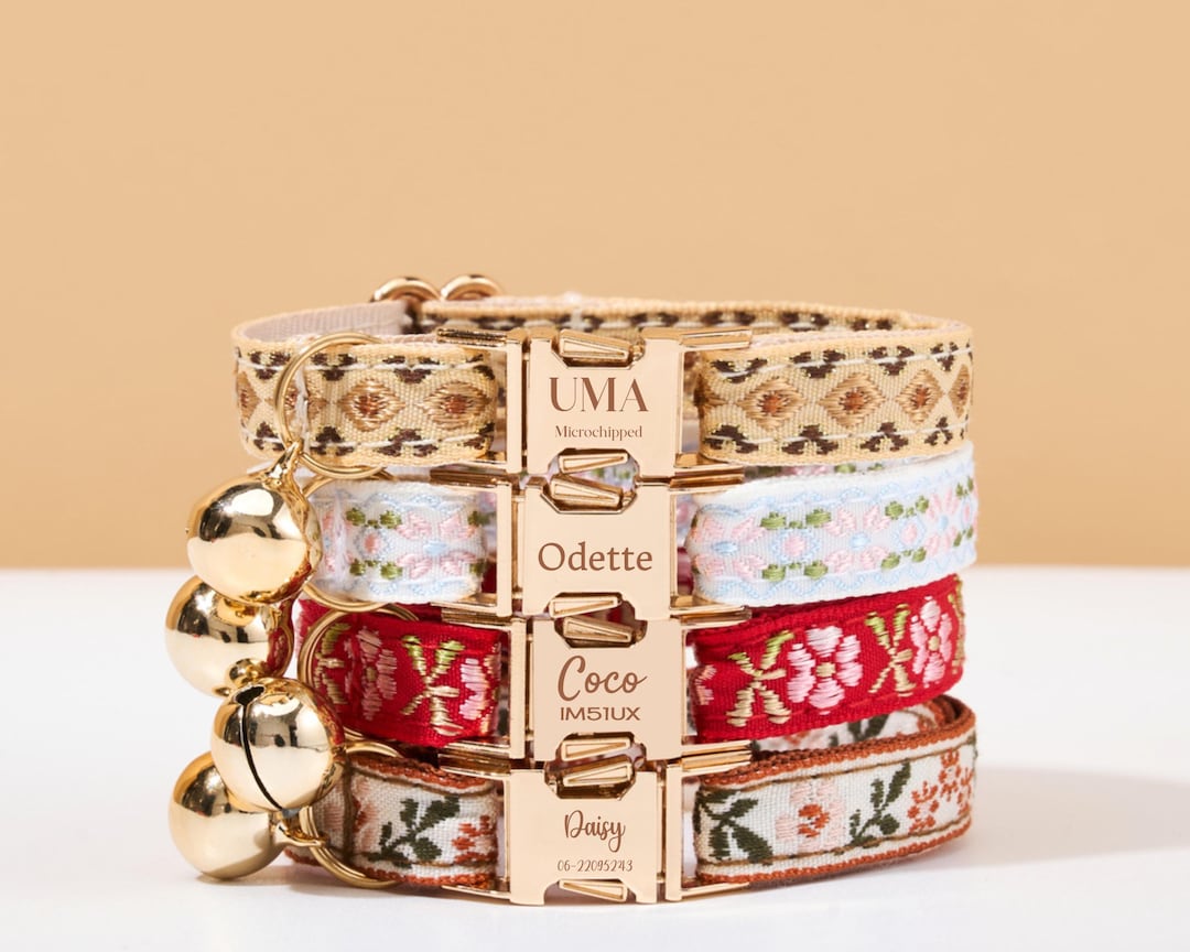 Handmade Nylon Cat Collar Leash for Wedding Gift,fancy Kitty Collar ...