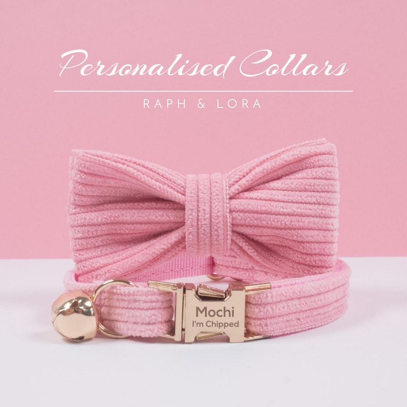 Personalized Pink Cat Collar With Bell Custom Cat Collar Bow - Etsy ...