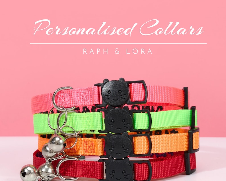 Embroidered Cat Collar With Name,custom Breakaway Kitty Collar Bell ...