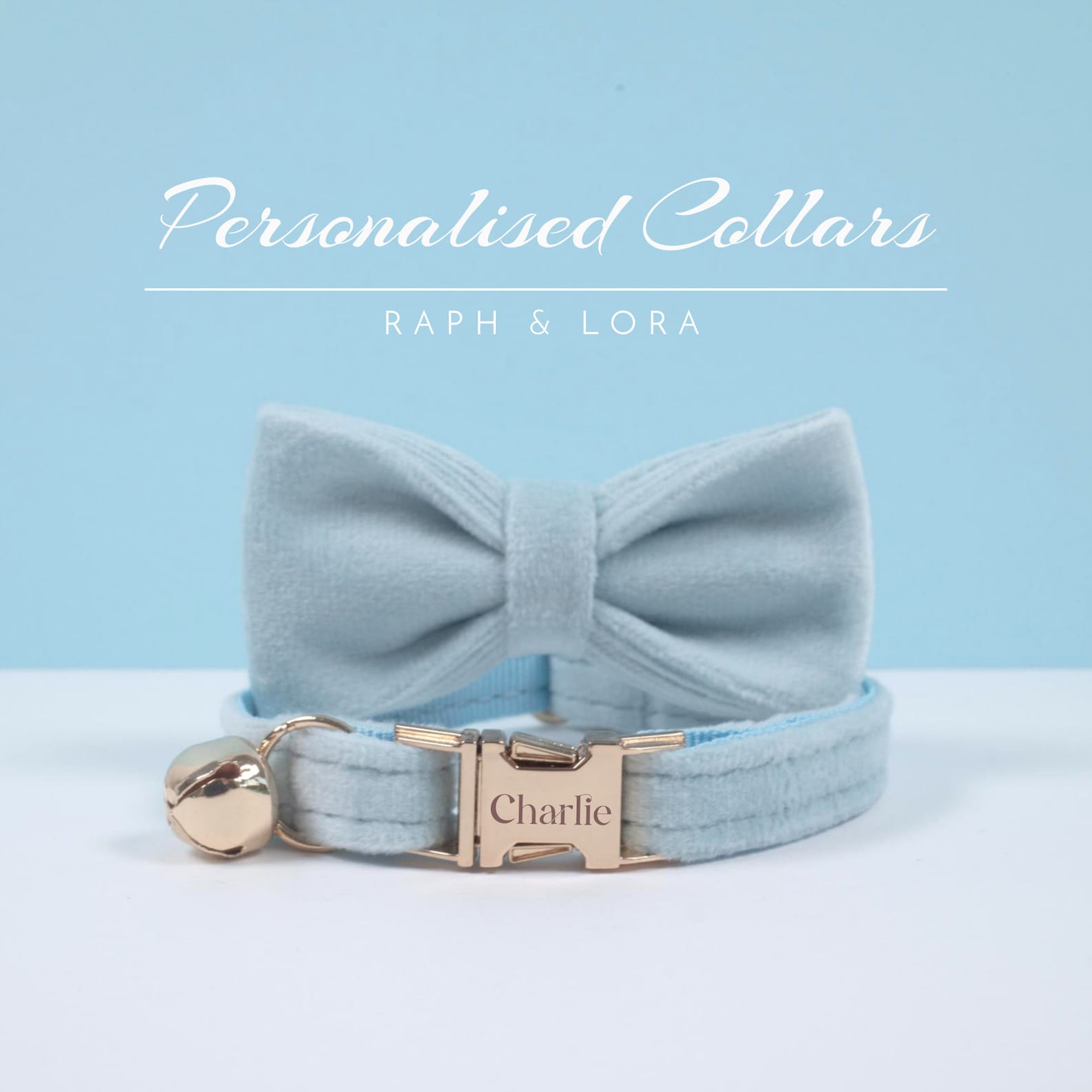 Custome Blue Velvet Kitten Collar Bow Luxury Cat Collar With - Etsy