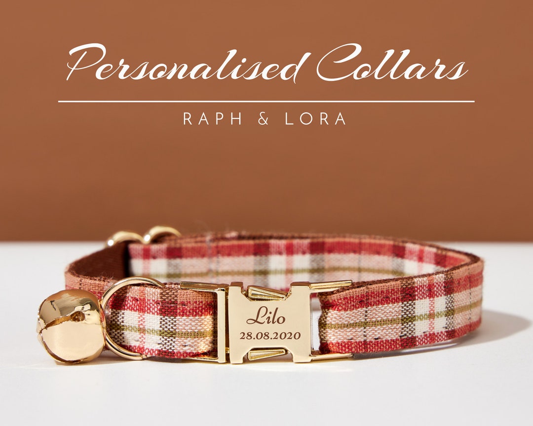 Red-brown Cat Collar Leash Bowtie Set,personalized Kitten Collar Bowtie ...