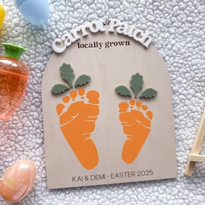 Easter Footprint Board, Easter Gift for Kids Footprint Sign, My First ...