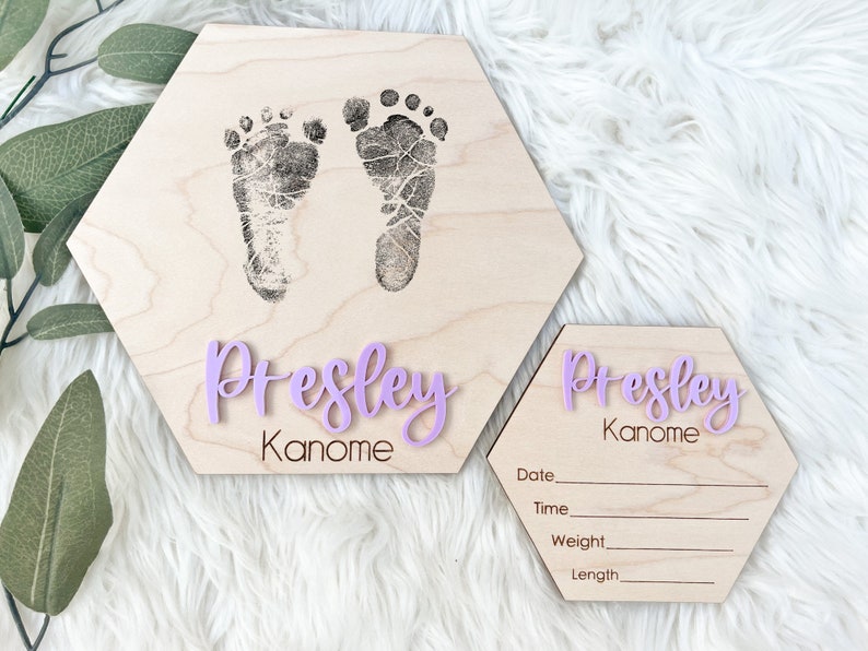 Baby Footprint Name Sign for Hospital Baby Announcement Sign - Etsy