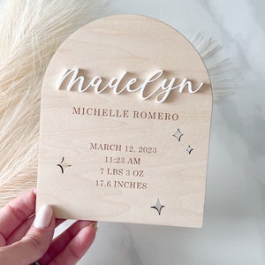 Baby Birth Announcement Sign for Hospital, Engraved Birth Stats Sign ...