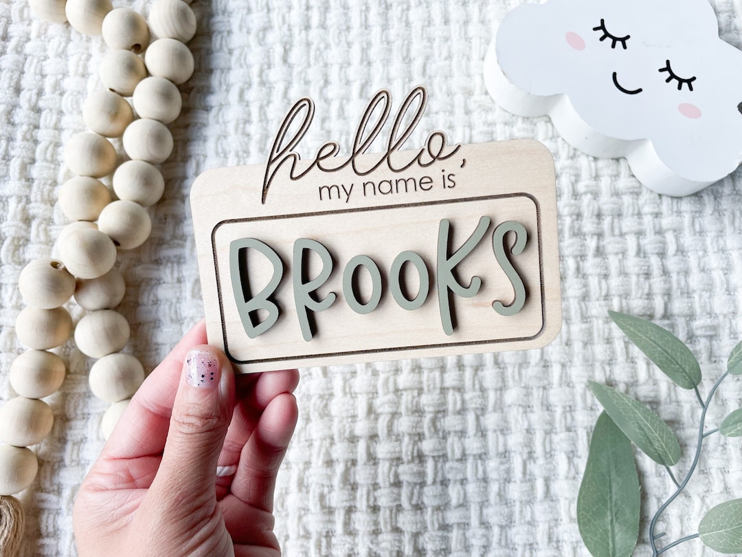 Hello My Name is Birth Announcement Sign for Hospital, Baby Name Sign ...