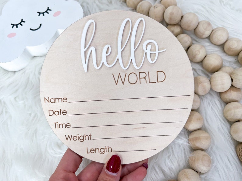 Hello World Birth Announcement Sign Gender Neutral Baby Name - Etsy