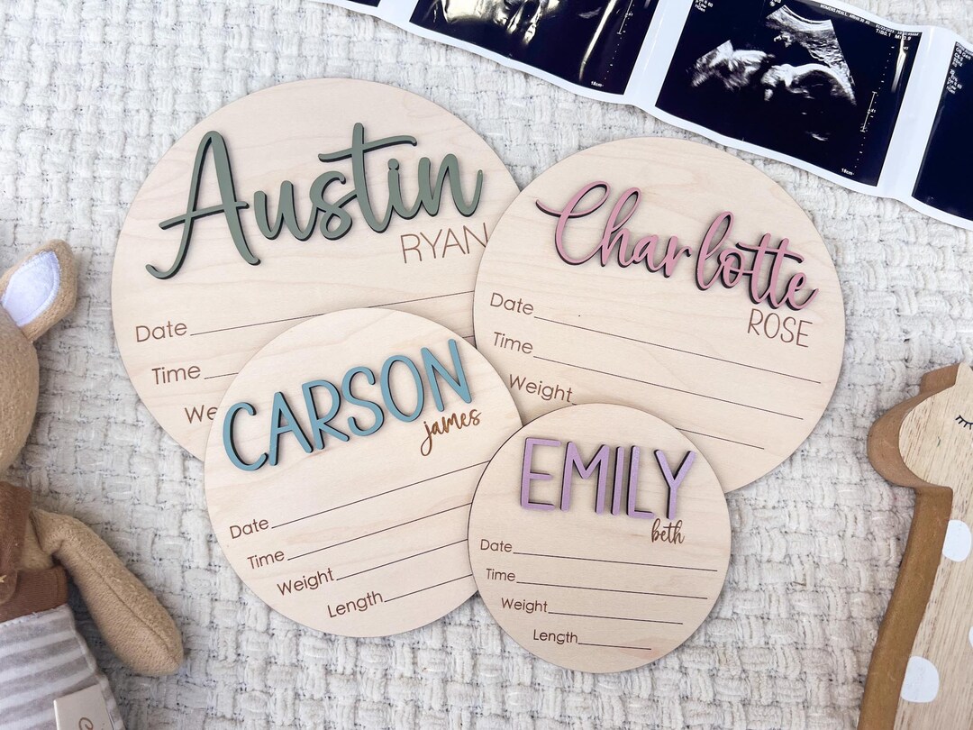 Baby Announcement Sign With Birth Stat, Newborn Name Plate Announcement ...