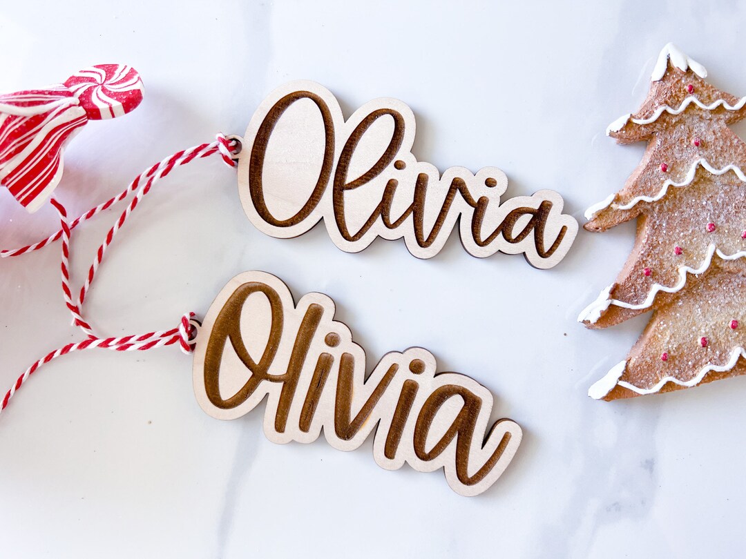 Stocking Name Tags for Kids, Family Stocking Ornament, Christmas Wooden ...
