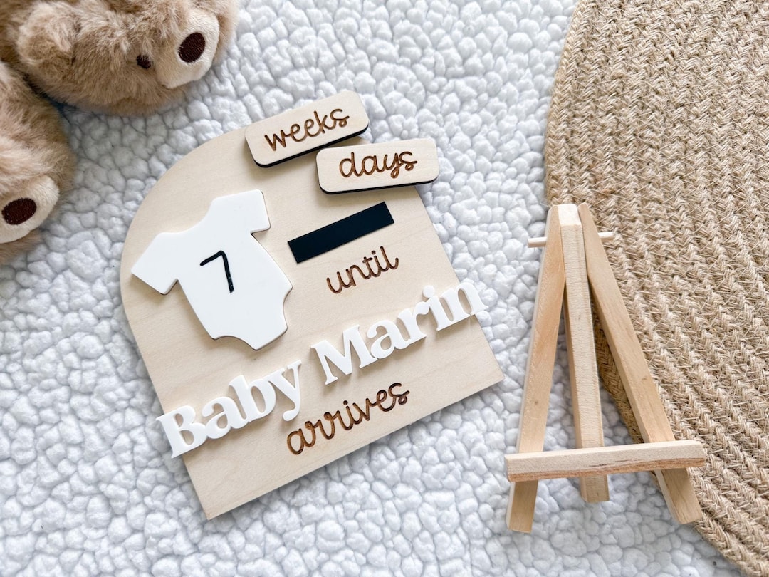 Baby Countdown Sign, Weeks Until Baby Arrives, Days Until Baby Coming ...