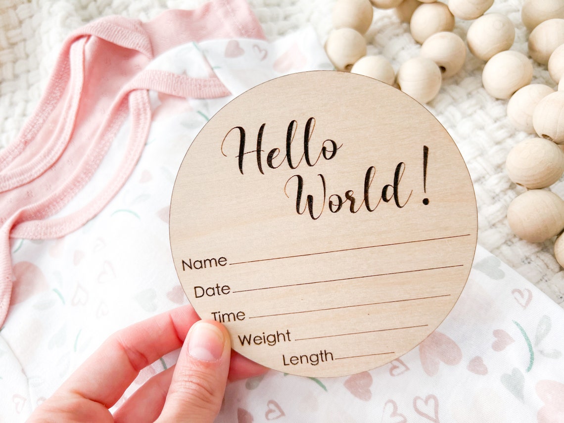 Hello World Birth Stat Sign Hospital Announcement Sign - Etsy
