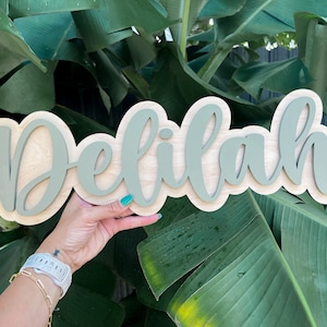 Above Crib Name Sign, Layered Name Sign for Nursery, Large Wood Baby ...