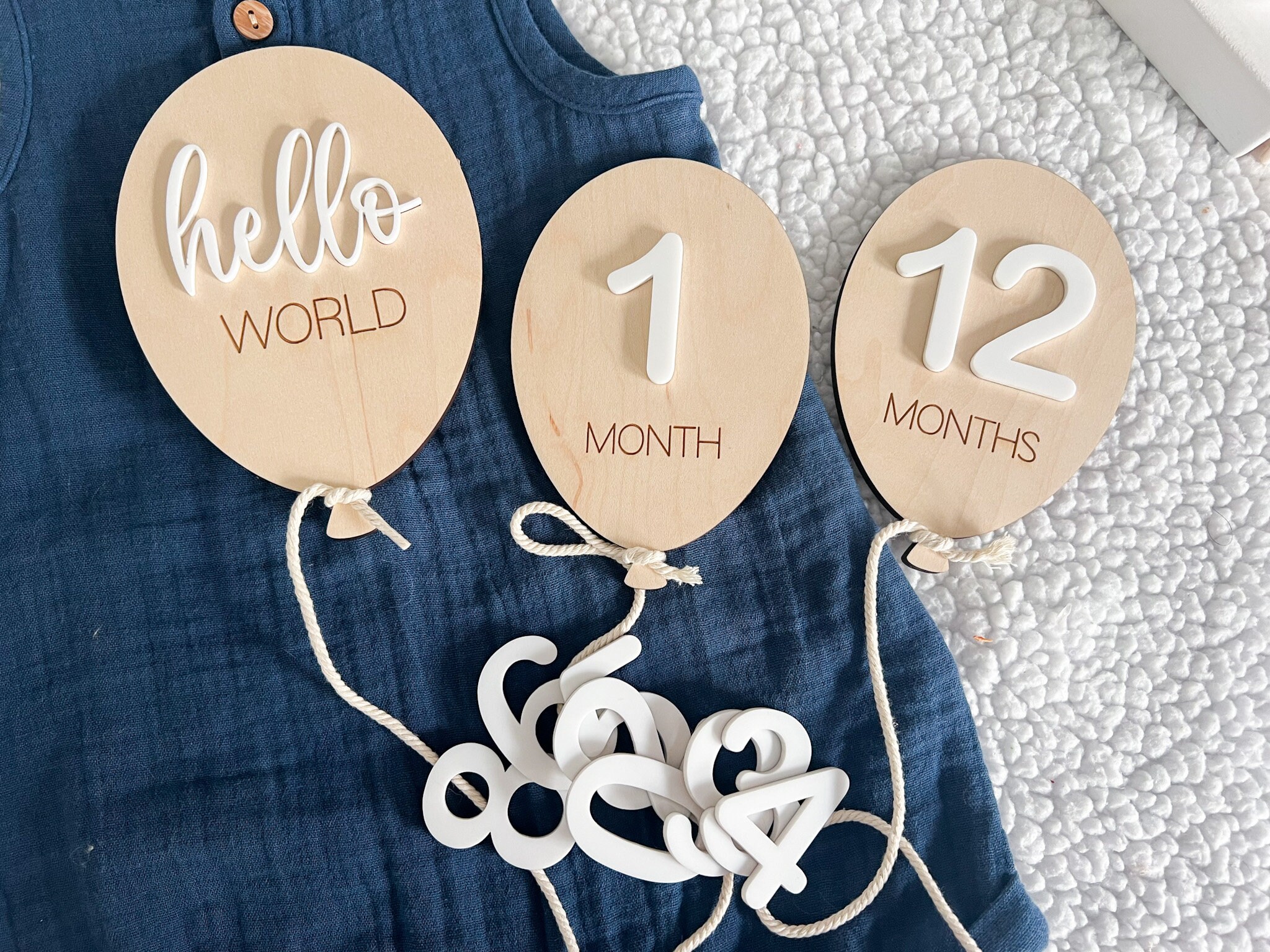 Baby Monthly Balloon Milestone Marker, Interchangeable Monthly Wooden ...