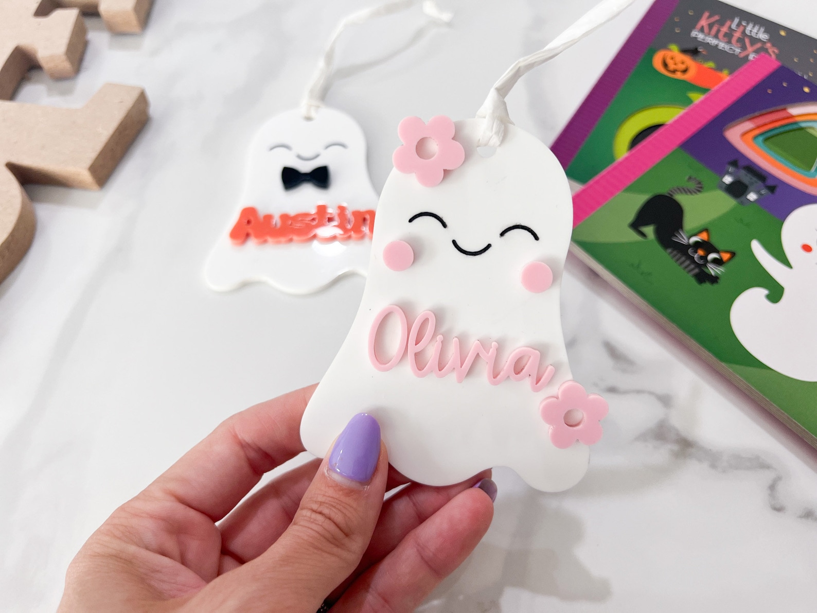 Halloween Name Tags, Ghost Candy Basket Tag, Custom Name for Kids Trick ...