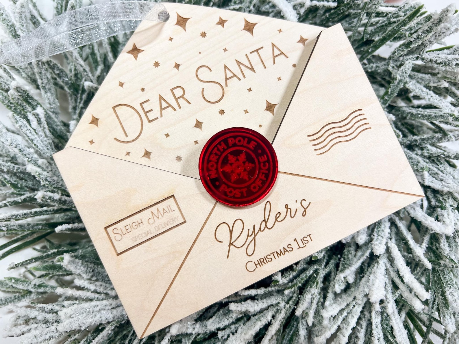 Personalized 'dear Santa' Wooden Envelope Ornament, Children's Letter ...