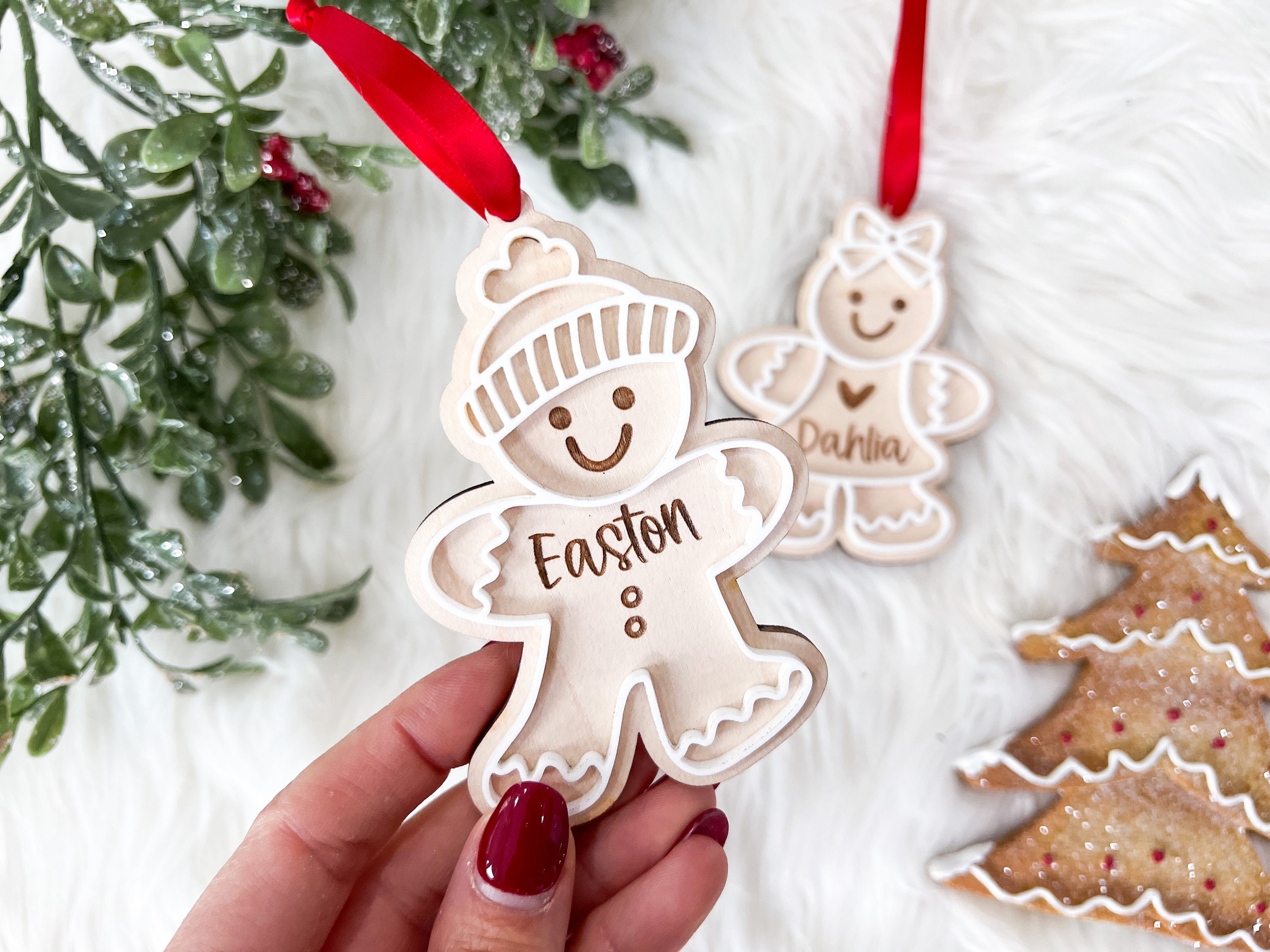 Personalized Gingerbread Ornament, Gingerbread Tag, Wood Christmas ...
