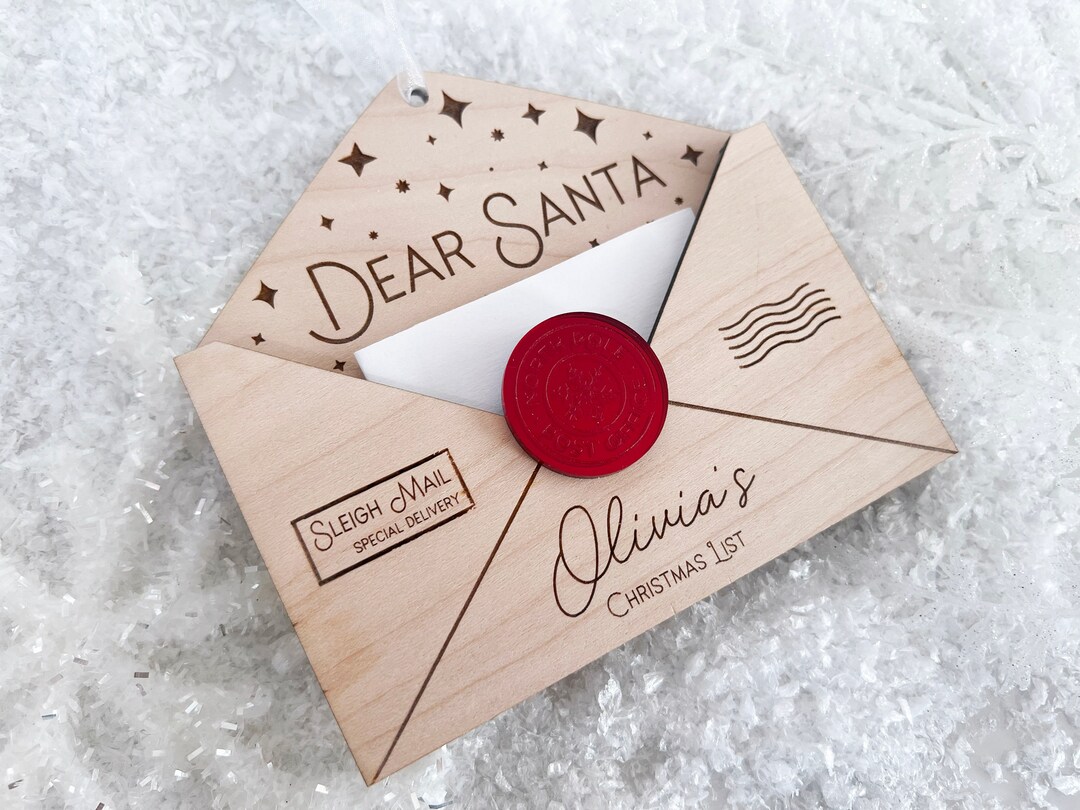Personalized 'dear Santa' Wooden Envelope Ornament, Children's Letter ...