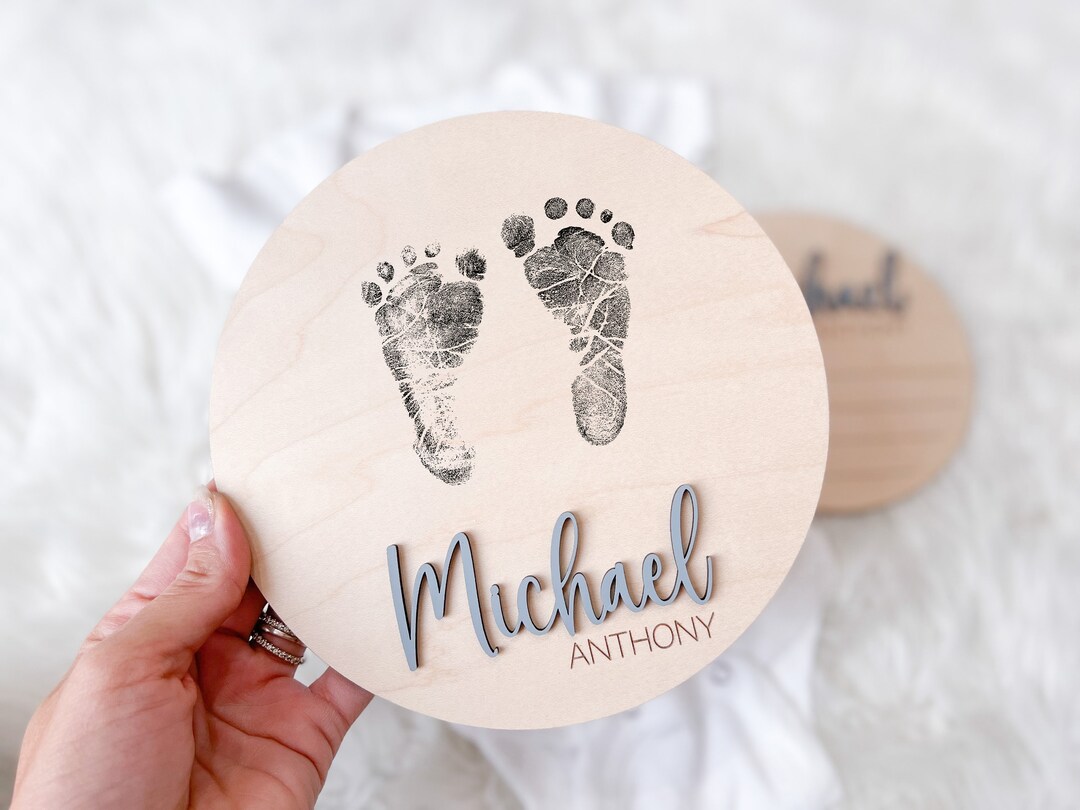 Baby Announcement Sign, Hospital Footprint Sign, Newborn Footprint Name ...