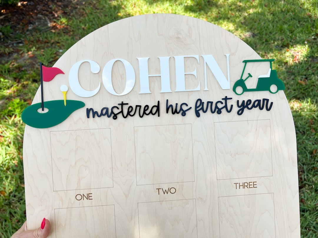 Golf Birthday Photo Board, Hole in One First Birthday, Mastered His ...