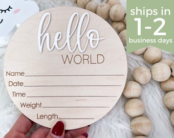 Hello World Baby Name Announcement Birth Announcement - Etsy