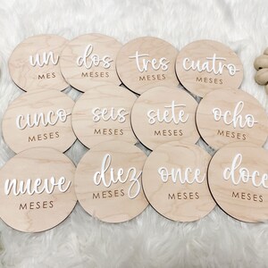 Spanish Monthly Milestone Marker, Baby Month Photo Sign, Monthly Wooden ...