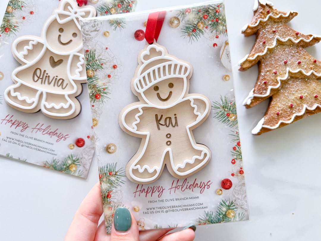 Personalized Gingerbread Ornament, Gingerbread Tag, Wood Christmas ...
