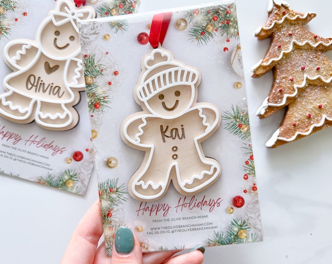 Personalized Gingerbread Boy and Girl Ornament, Name Ornament ...