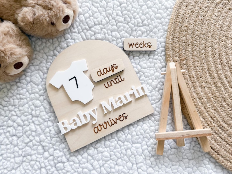 Baby Countdown Sign, Weeks Until Baby Arrives, Days Until Baby Coming ...
