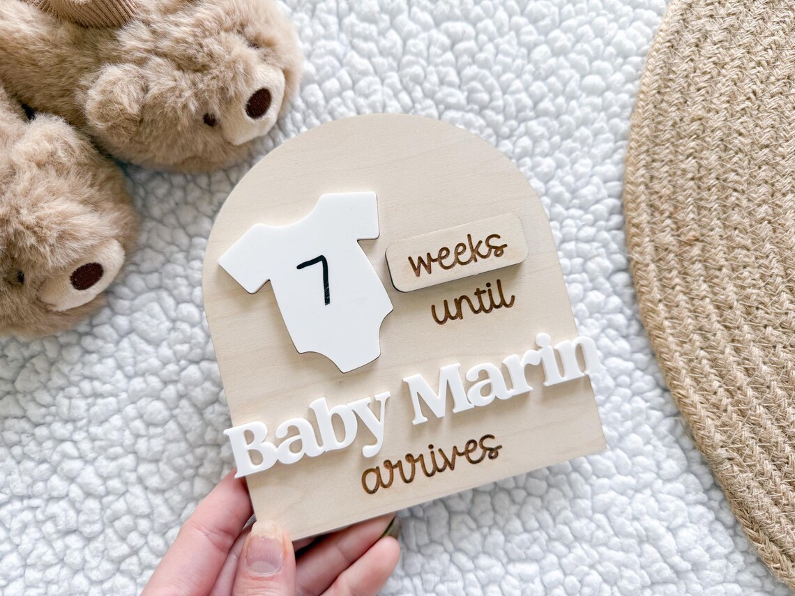 Baby Countdown Sign, Weeks Until Baby Arrives, Days Until Baby Coming ...