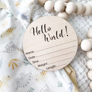 Hello World Birth Stat Sign, Hospital Announcement Sign, Newborn Photo ...