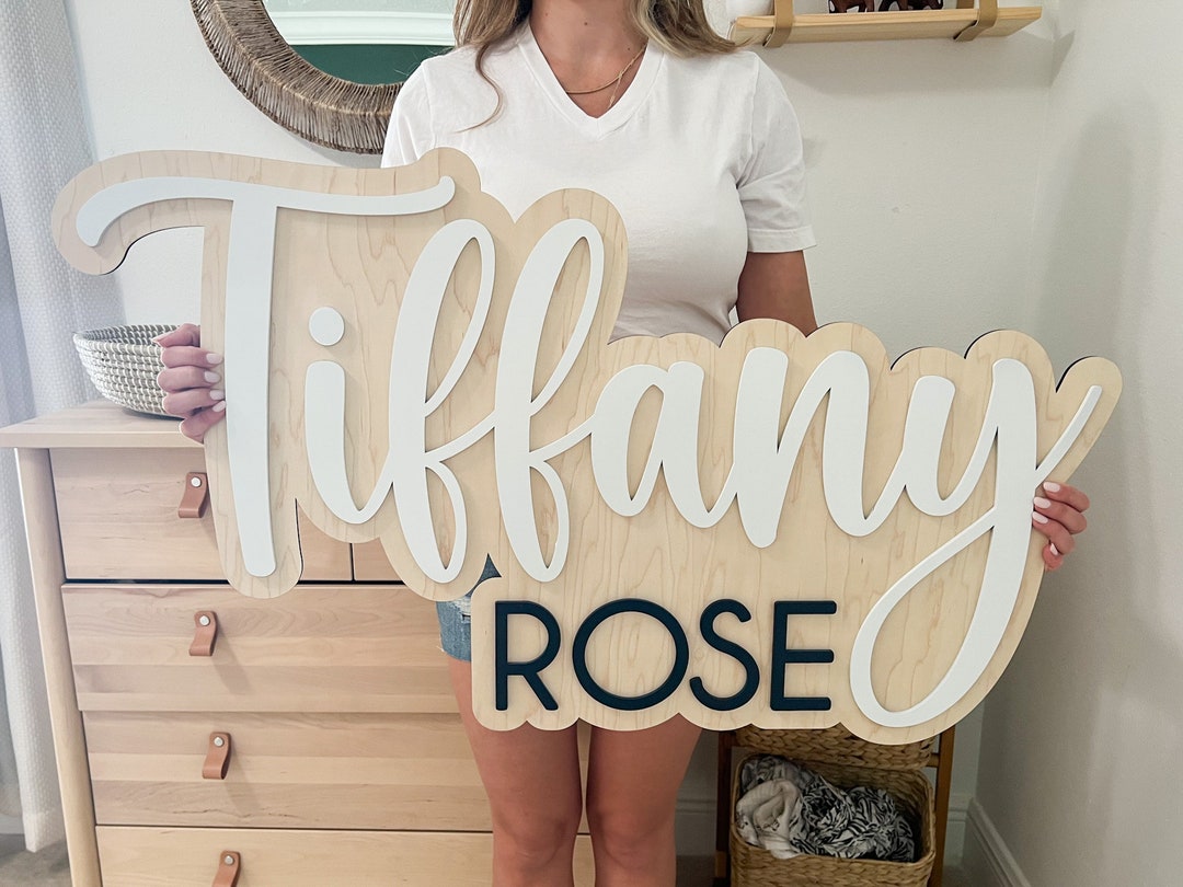 Large Wood Baby Name Sign Nursery Name Sign Above Crib Name - Etsy